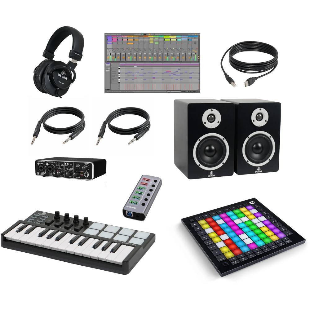 Novation Launchpad Pro MK3 + Ableton, USB-hub, midi-keyboard, monitors ...